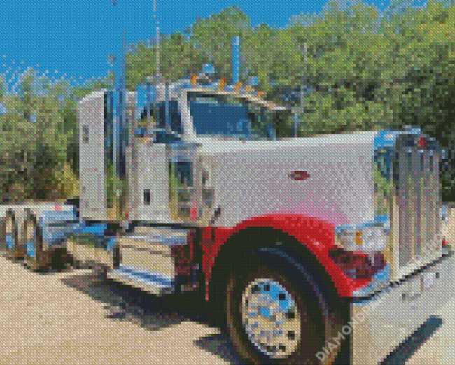 White Peterbilt Semi Truck - 5D Diamond Painting - DiamondPainting5d.SHOP
