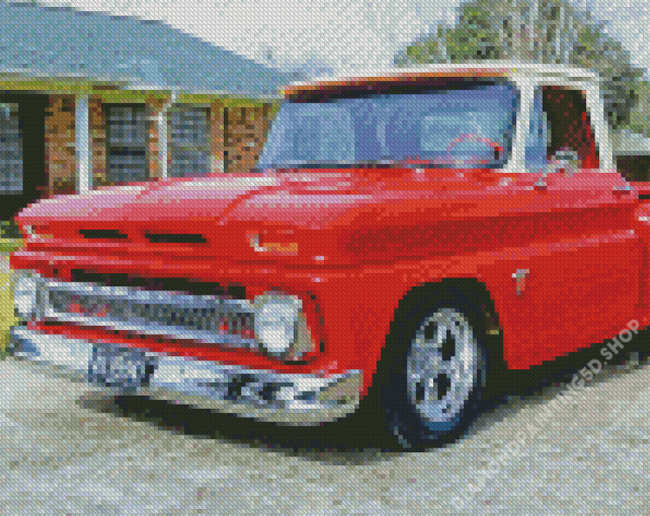 Red 64 Chevy Stepside Truck Engine - 5D Diamond Painting ...